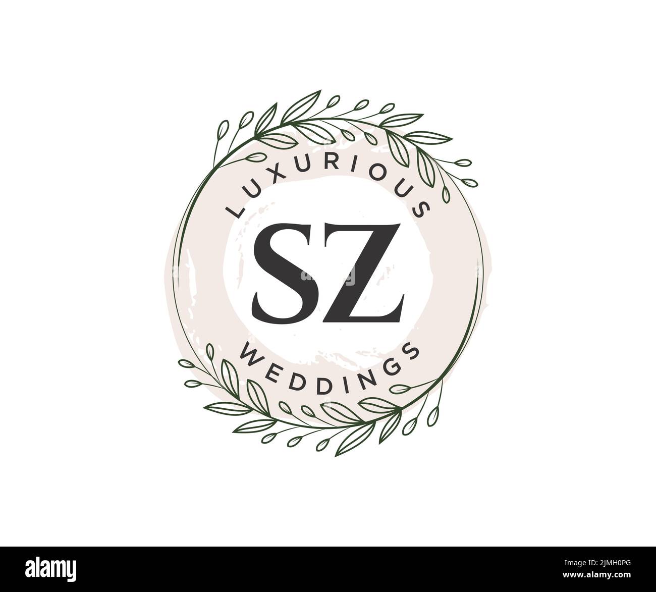 SZ Initials letter Wedding monogram logos template, hand drawn modern ...