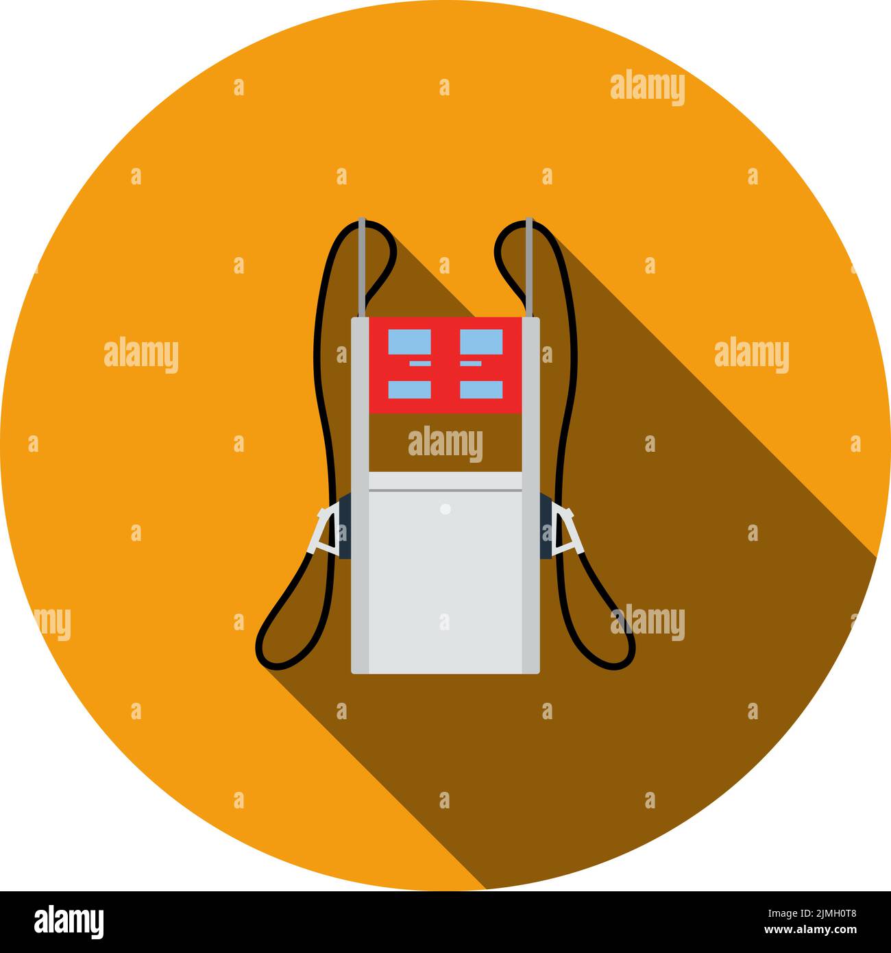 Fuel Station Icon. Flat Circle Stencil Design With Long Shadow. Vector ...