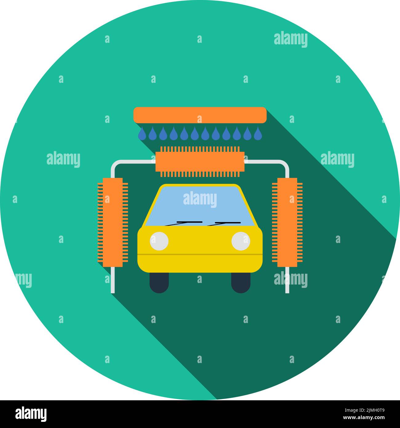 Car Wash Icon. Flat Circle Stencil Design With Long Shadow. Vector ...