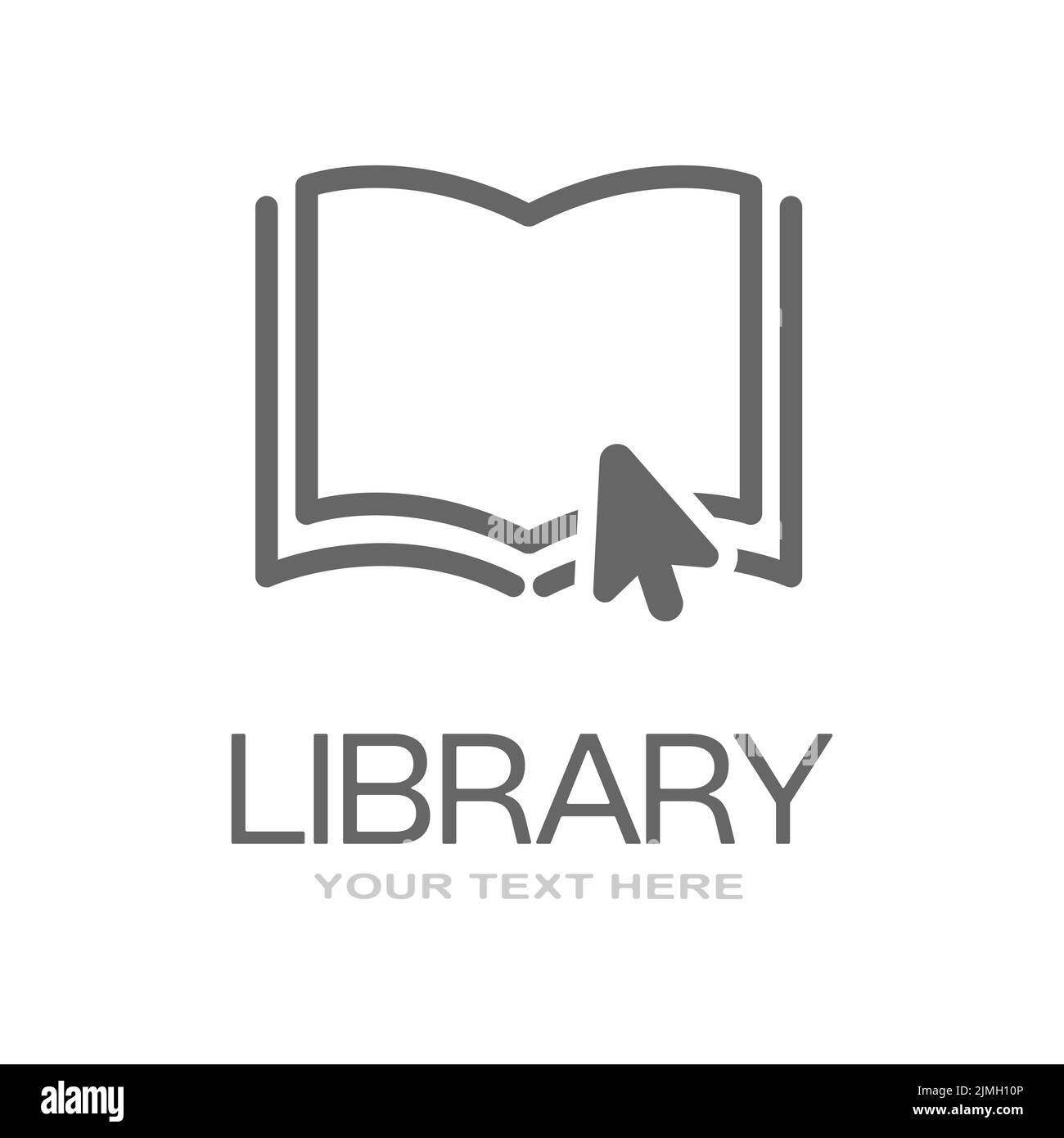 Library. Logo template with an open book and a cursor arrow. A sample ...