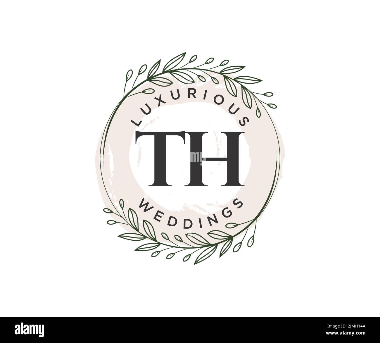 TH Initials letter Wedding monogram logos template, hand drawn modern ...