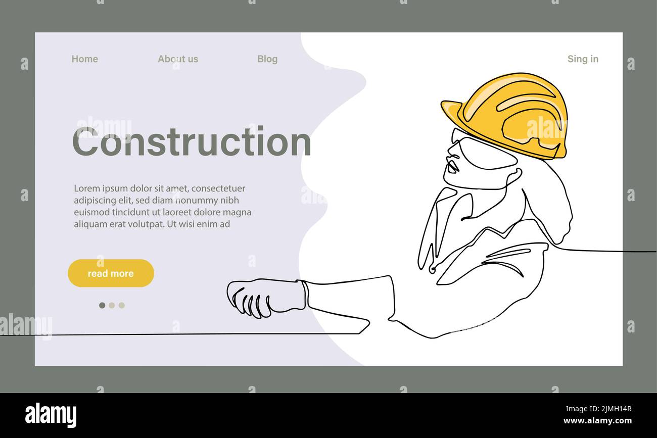 Vector landing page of architecture works with protective face masks ...