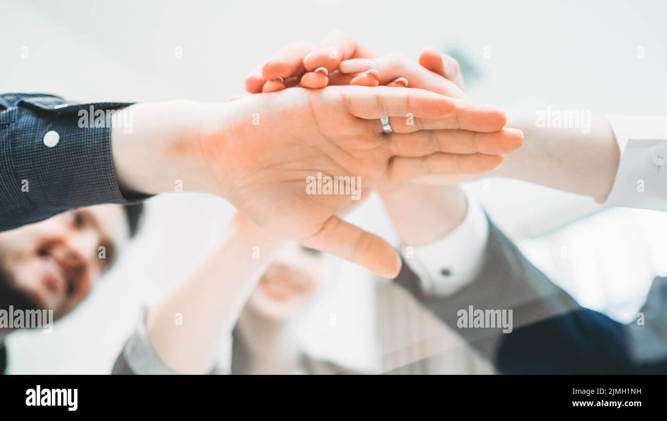 successful partnership cooperation team hand stack Stock Photo - Alamy