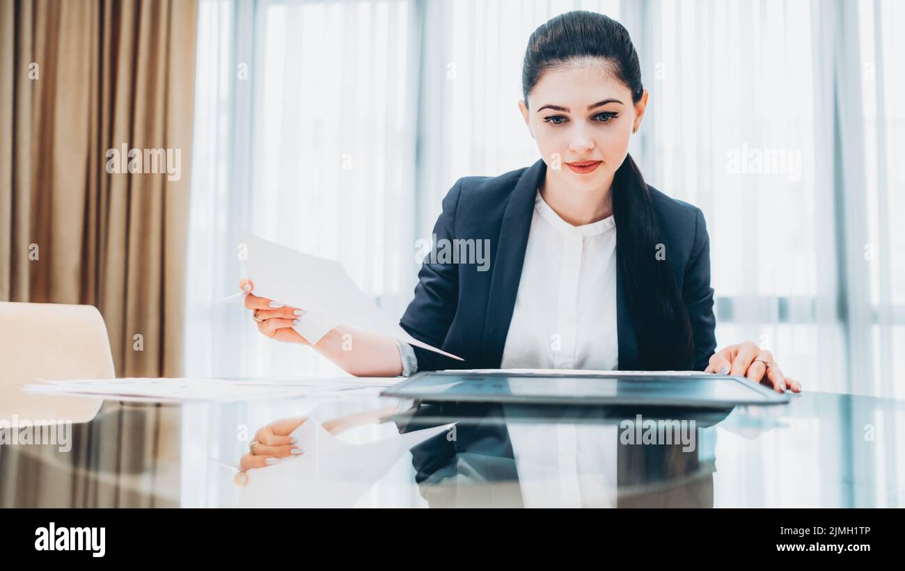 powerful woman successful business lady office Stock Photo - Alamy