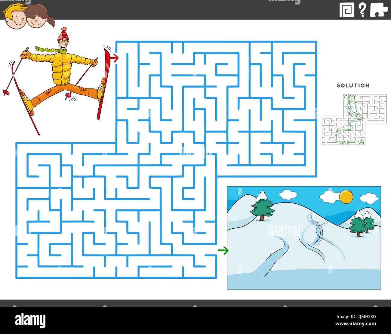 Line drawing skiing hi-res stock photography and images - Alamy