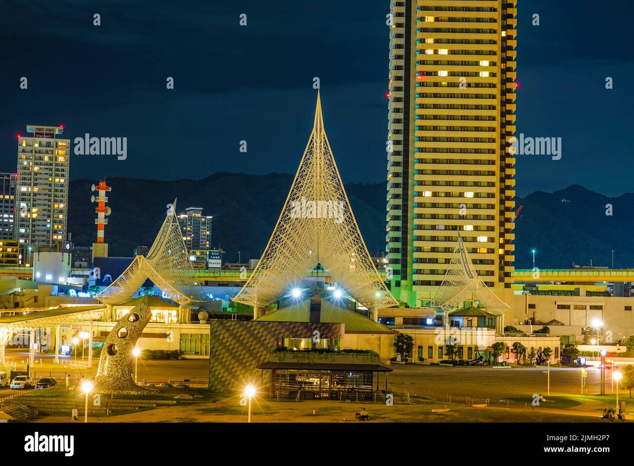 Night view of Kobe City, Meriken Park Harborland Stock Photo - Alamy