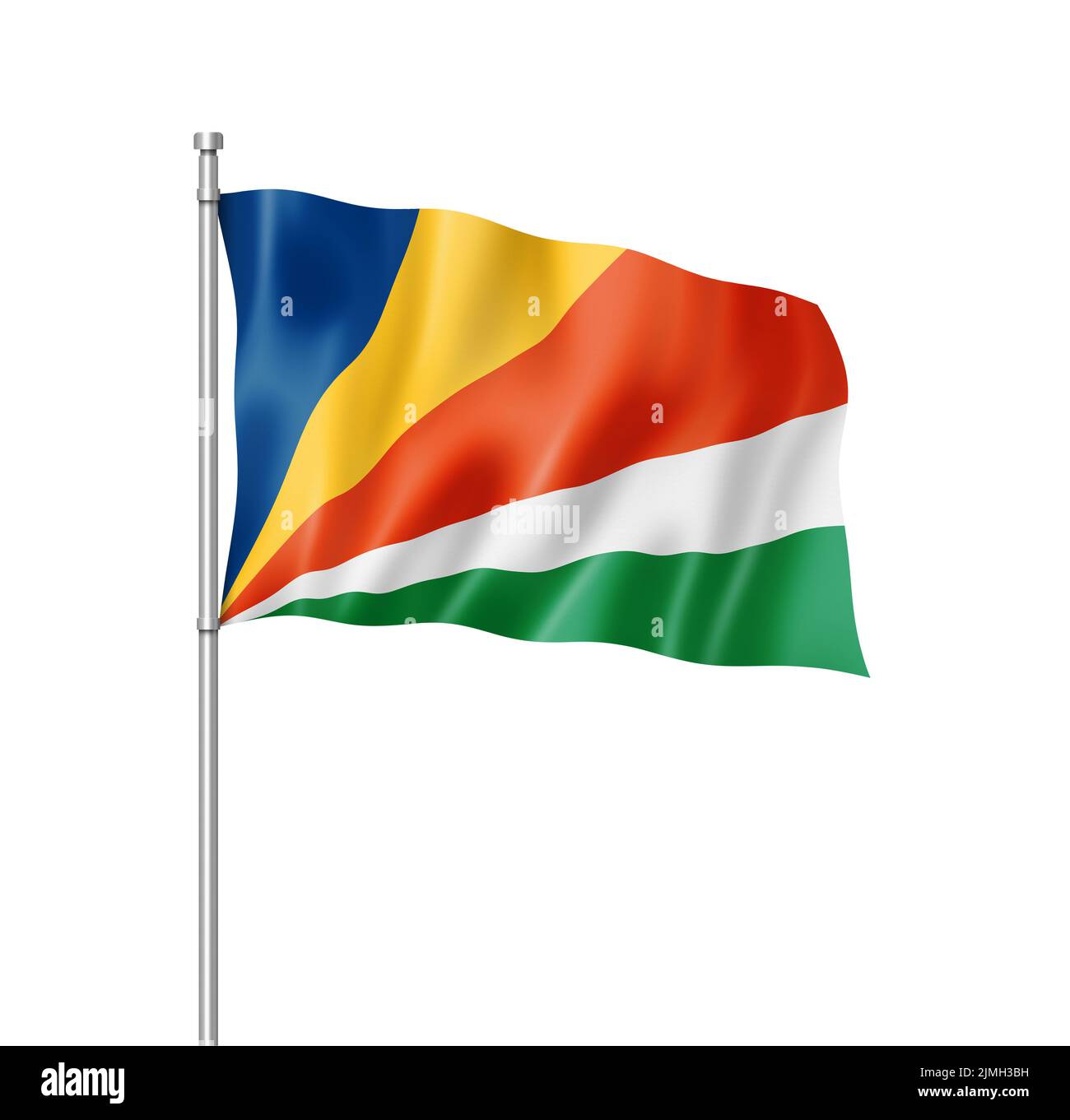 Seychelles flag isolated on white Stock Photo - Alamy