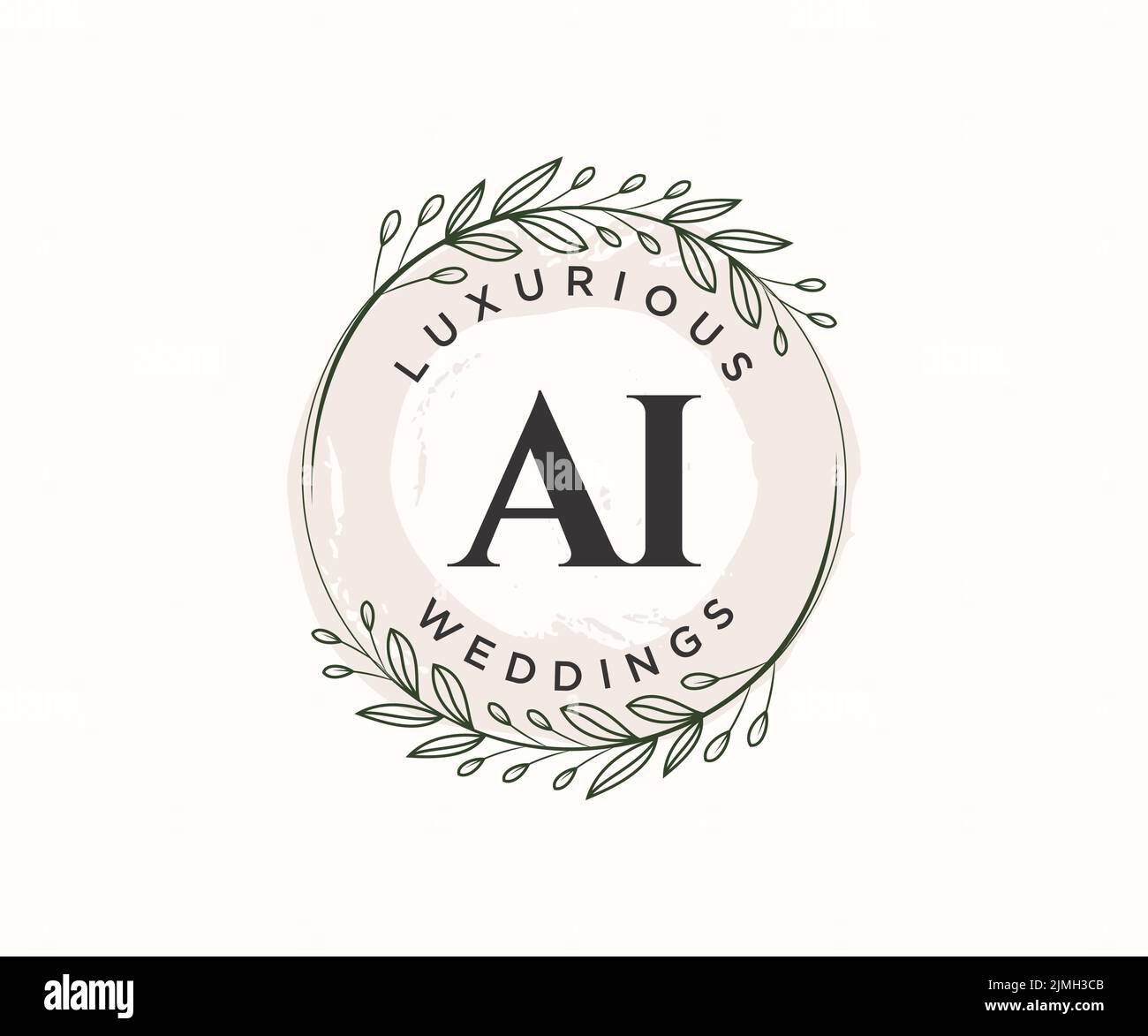 AI Initials letter Wedding monogram logos template, hand drawn modern minimalistic and floral ...