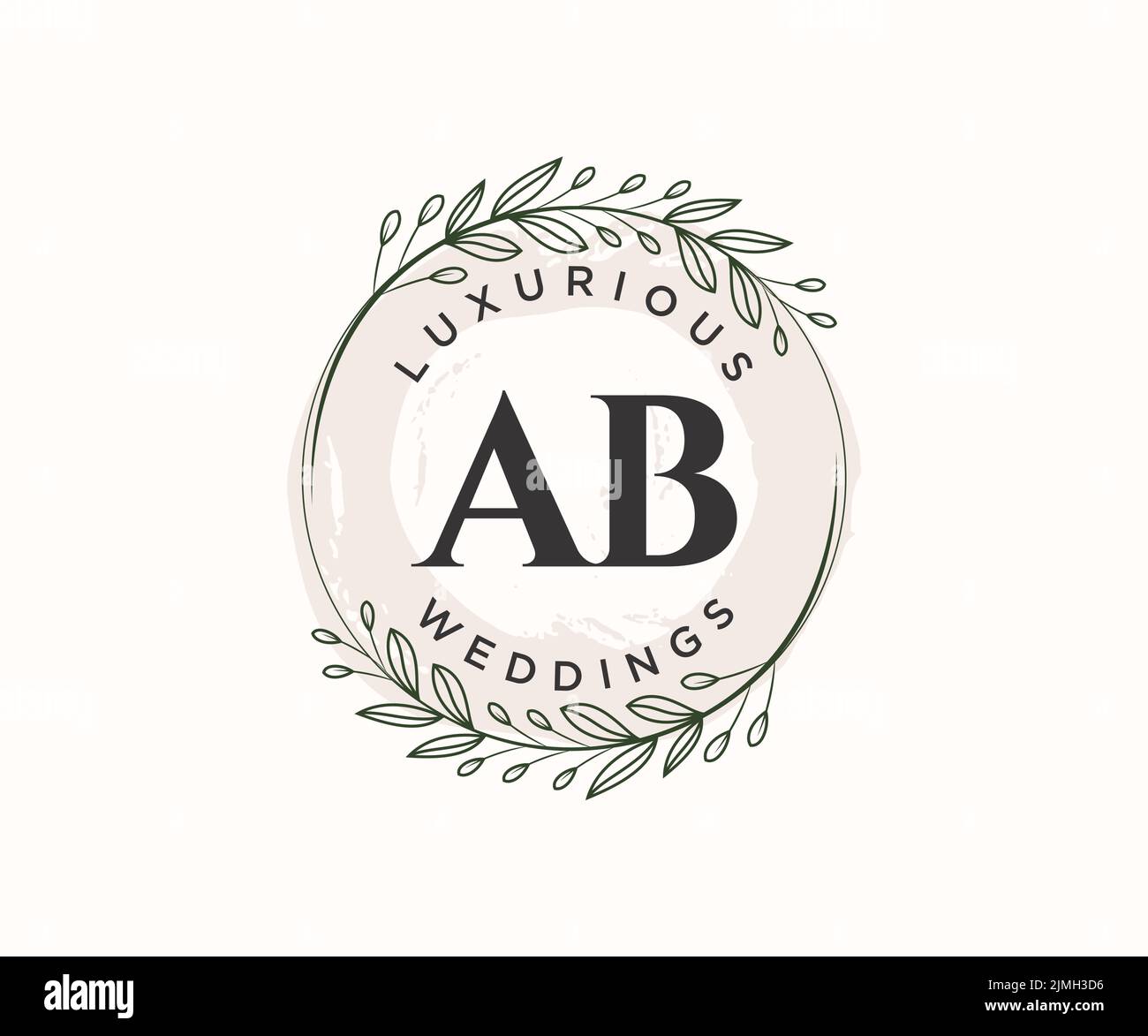 AB Initials letter Wedding monogram logos template, hand drawn modern ...