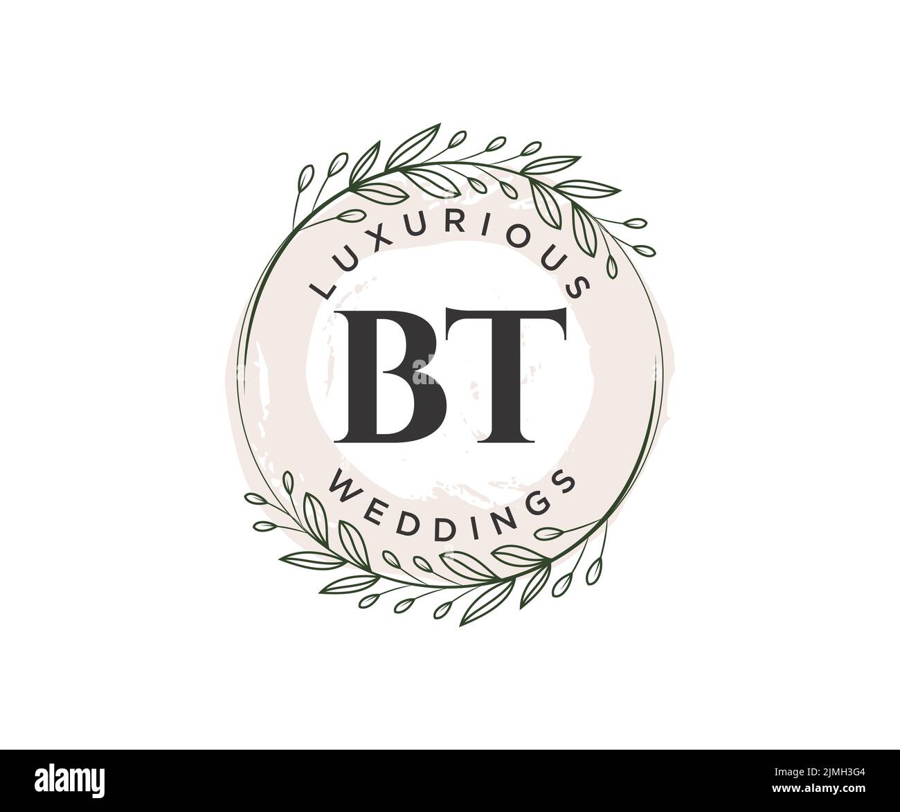BT Initials letter Wedding monogram logos template, hand drawn modern ...