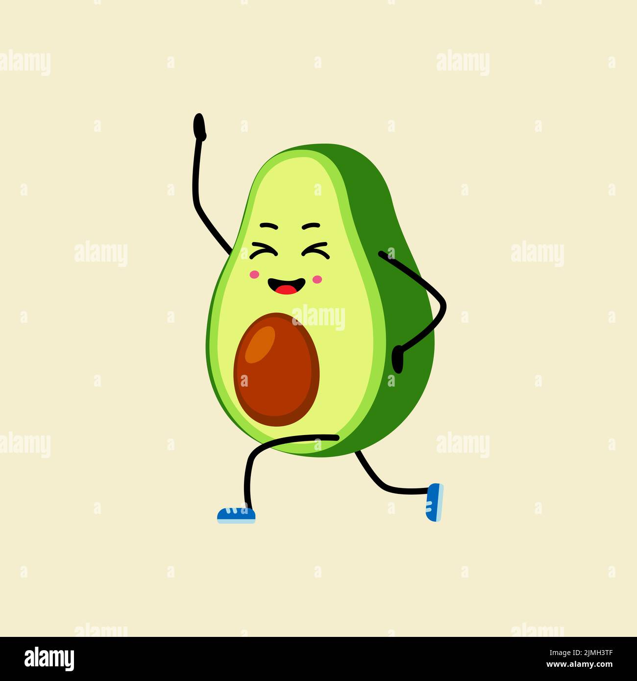 Cute strong avocado character does yoga exercises. Cartoon Avocado, gym ...