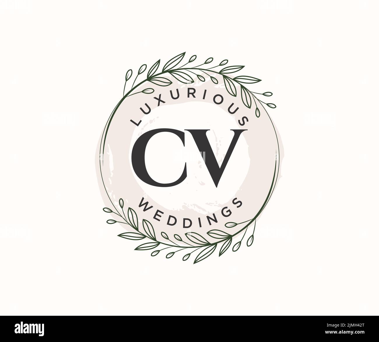 CV Initials letter Wedding monogram logos template, hand drawn modern minimalistic and floral ...
