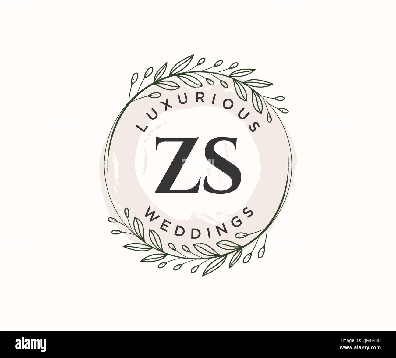 ZS Initials letter Wedding monogram logos template, hand drawn modern ...