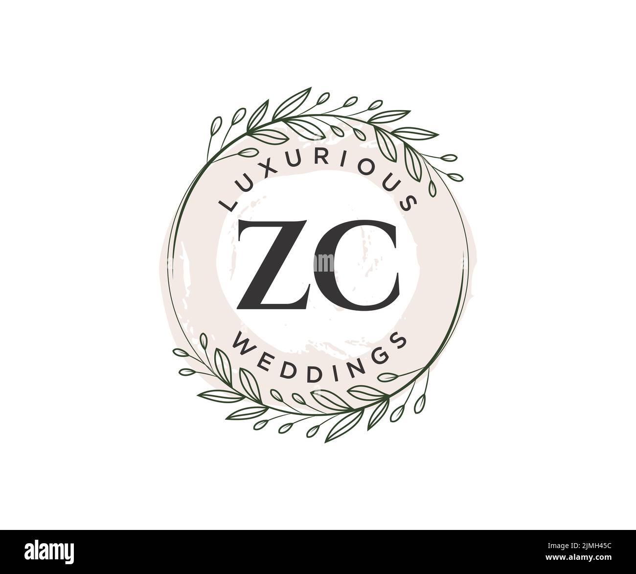 ZC Initials letter Wedding monogram logos template, hand drawn modern minimalistic and floral ...