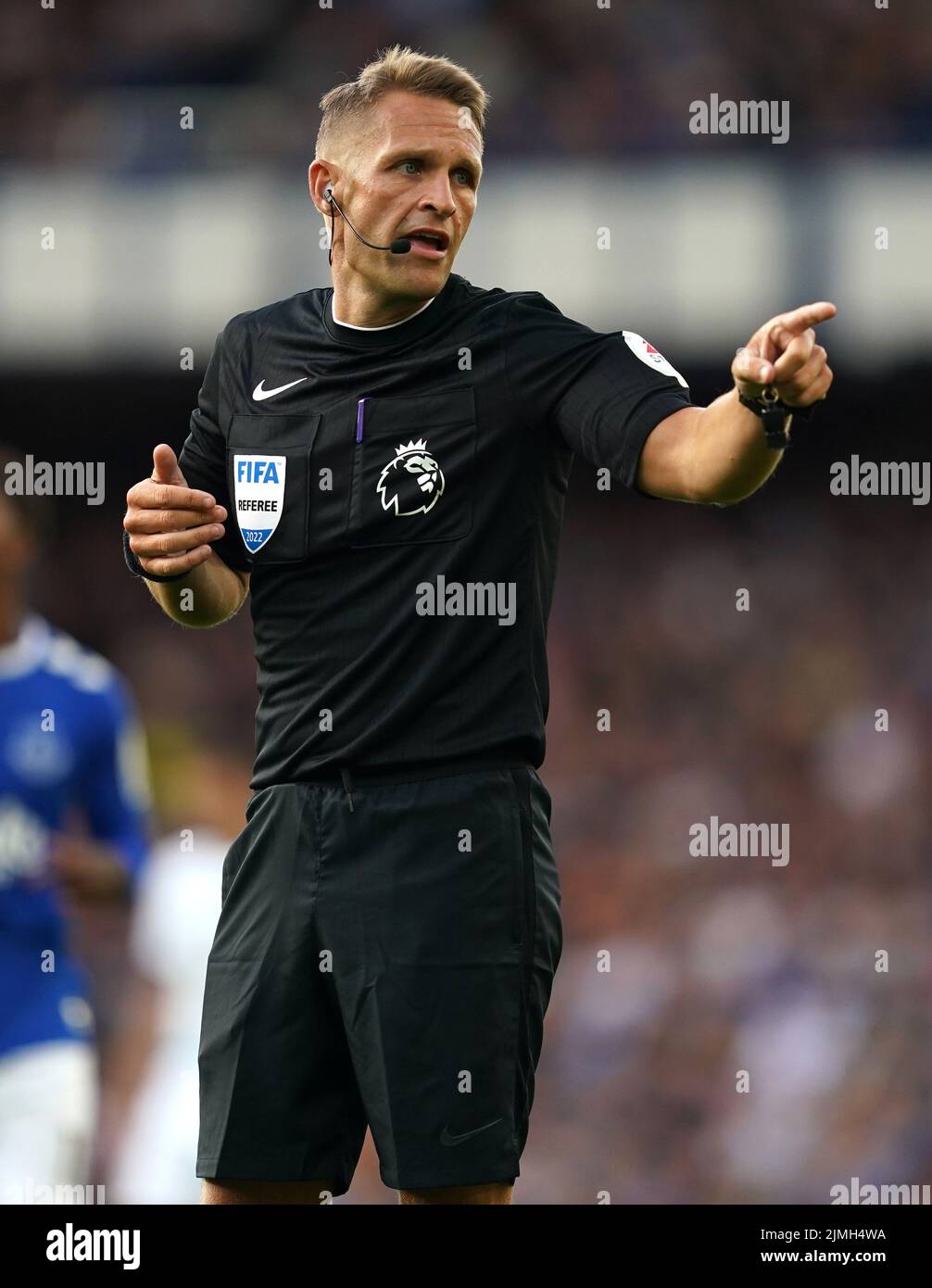 Match referee Craig Pawson during the Premier League match at Goodison ...