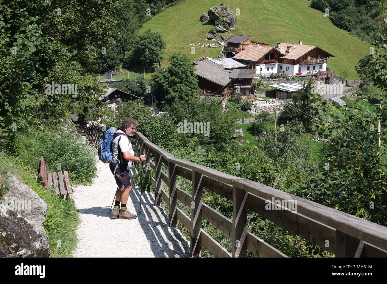 Hiking trail at the Parcines waterfall Stock Photo - Alamy