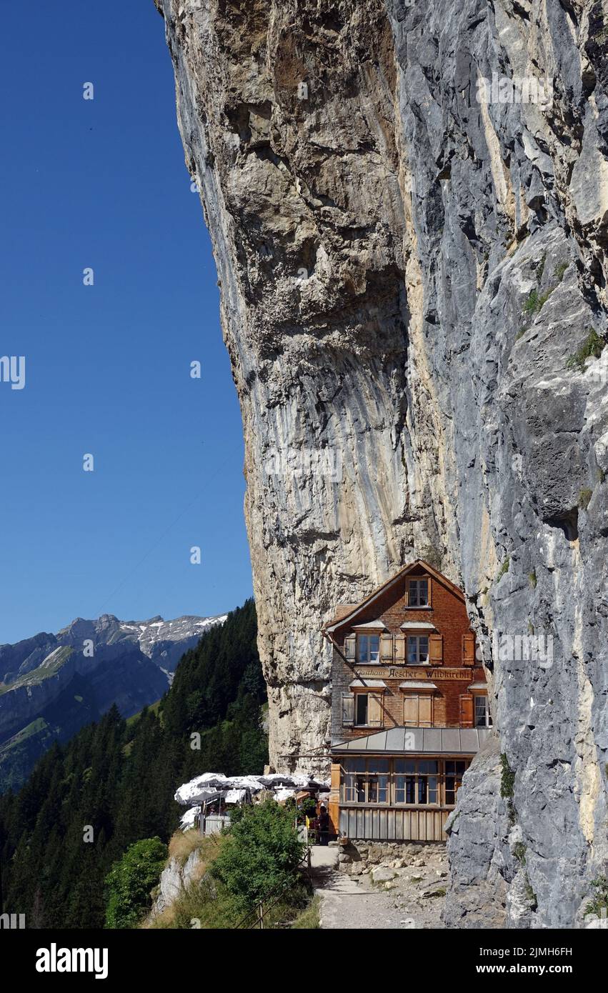 Aescher-Wildkirchli mountain inn Stock Photo - Alamy