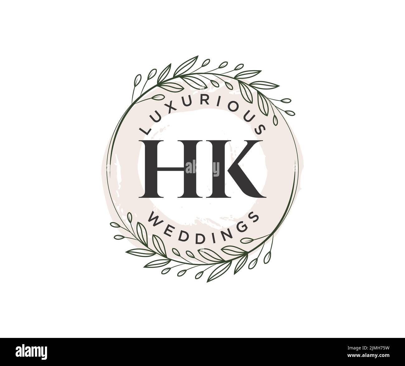 HK Initials letter Wedding monogram logos template, hand drawn modern minimalistic and floral ...
