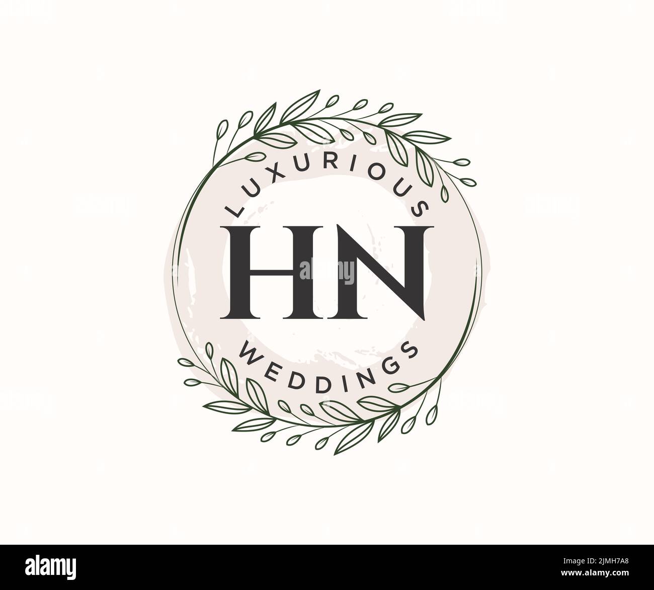 HN Initials letter Wedding monogram logos template, hand drawn modern ...