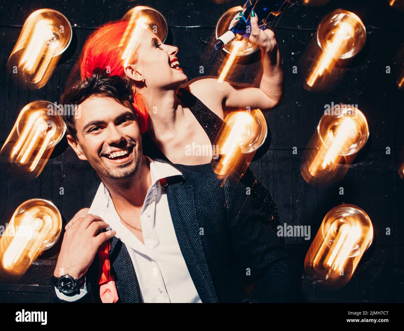 party lifestyle wasted couple fun nightclub Stock Photo - Alamy