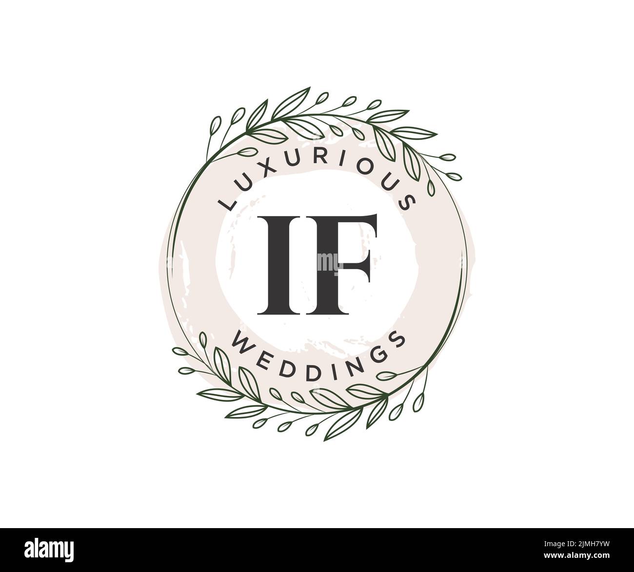 IF Initials letter Wedding monogram logos template, hand drawn modern ...