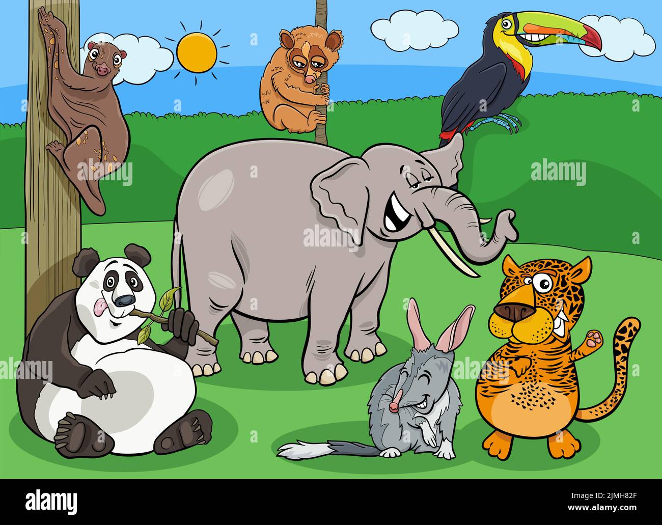 Cartoon animals comic characters group Stock Photo - Alamy