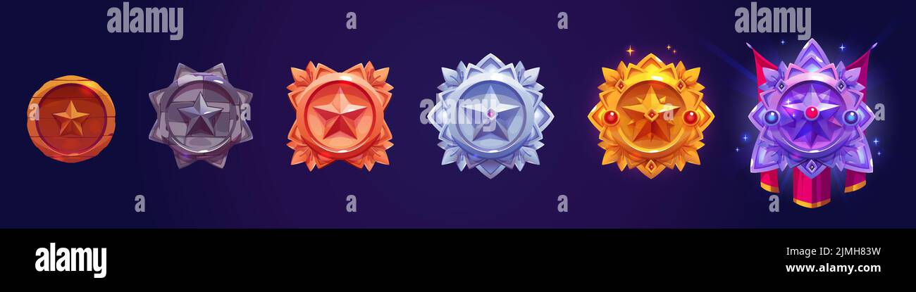Ranking badges with star and fantasy frame for game ui design. Vector ...