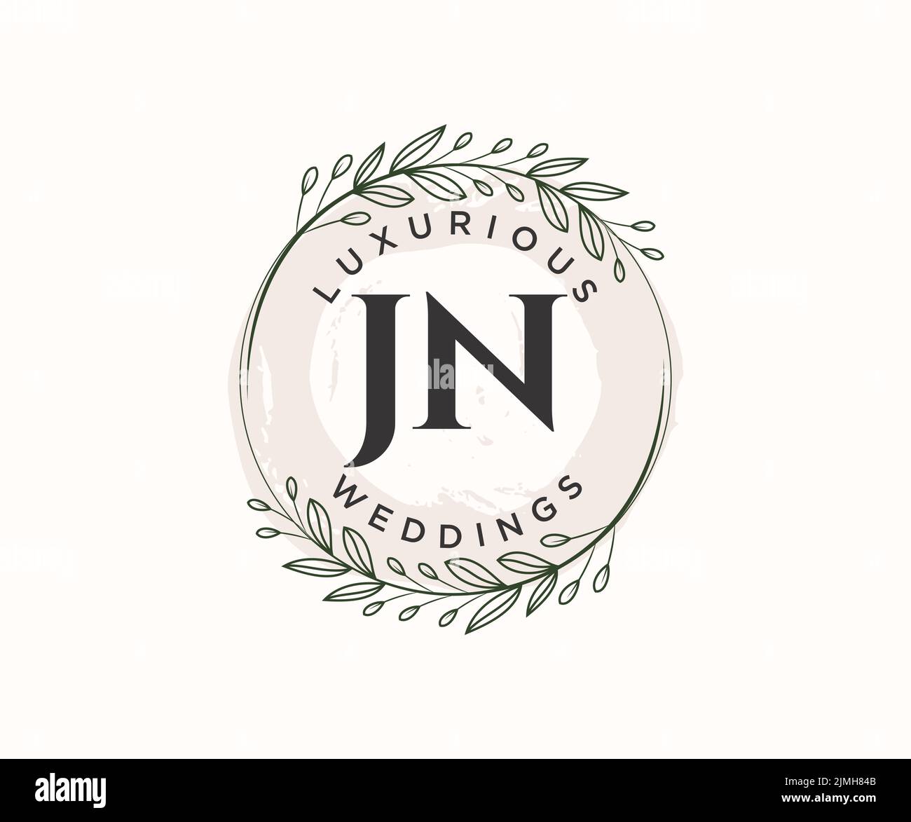 JN Initials letter Wedding monogram logos template, hand drawn modern ...