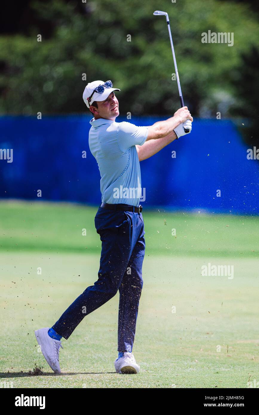 August 6, 2022: Martin Trainer takes his second shot from the fairway ...