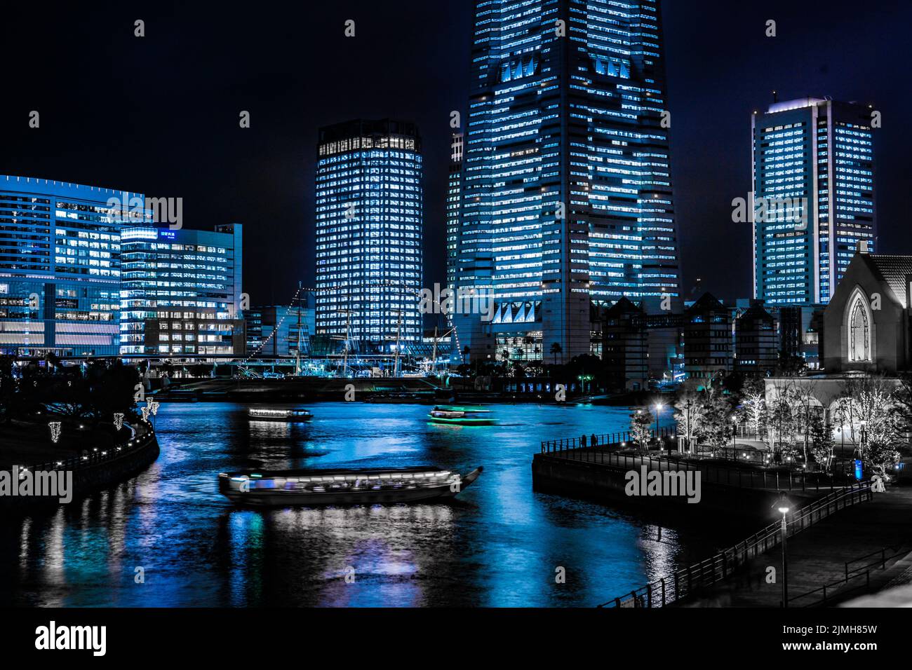 Yokohama Minato Mirais night scene (all building light up Stock Photo ...