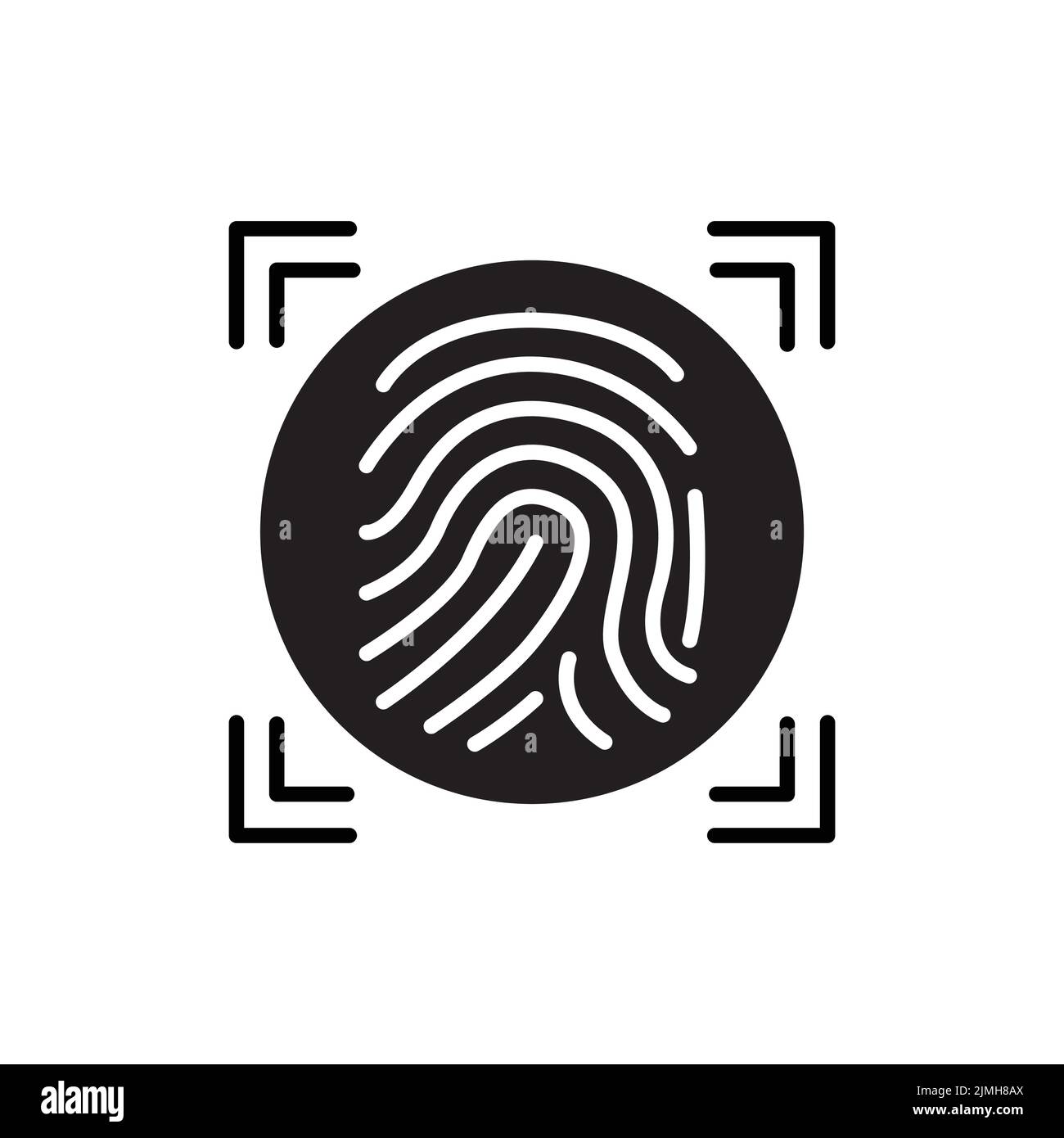 Fingerprint scan provides security access color line icon. ID and ...