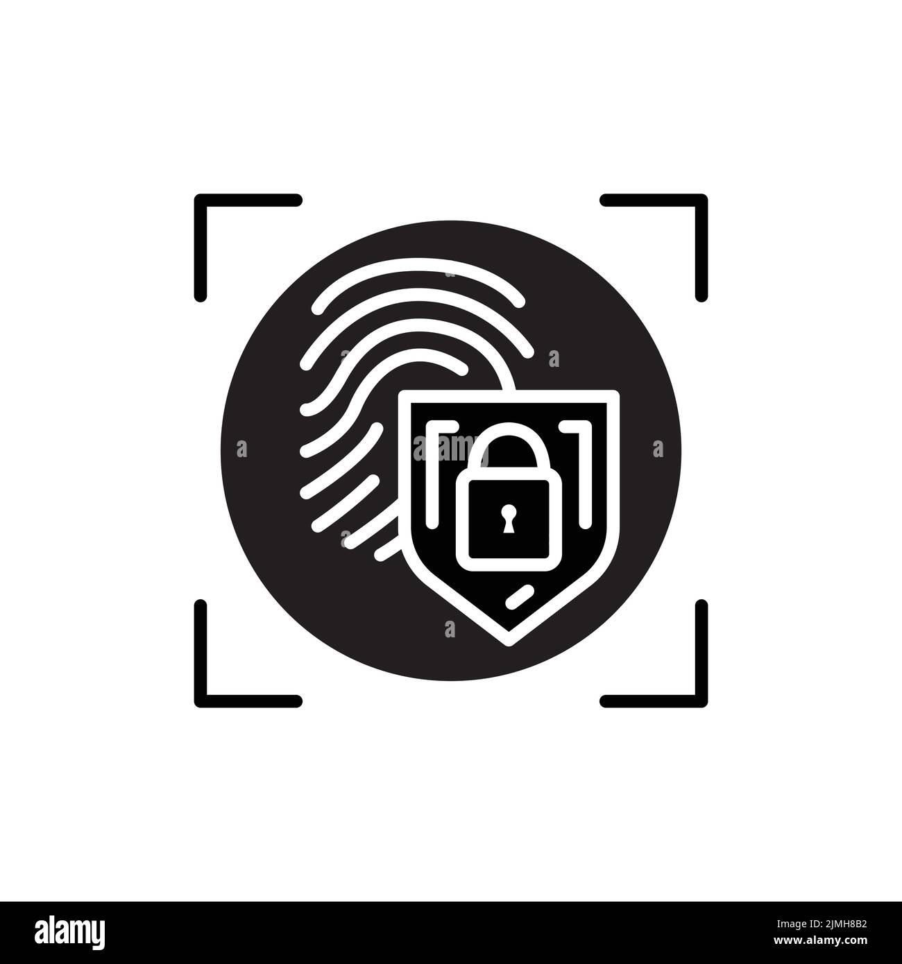 Fingerprint Scan Provides Security Locked Color Line Icon Id And