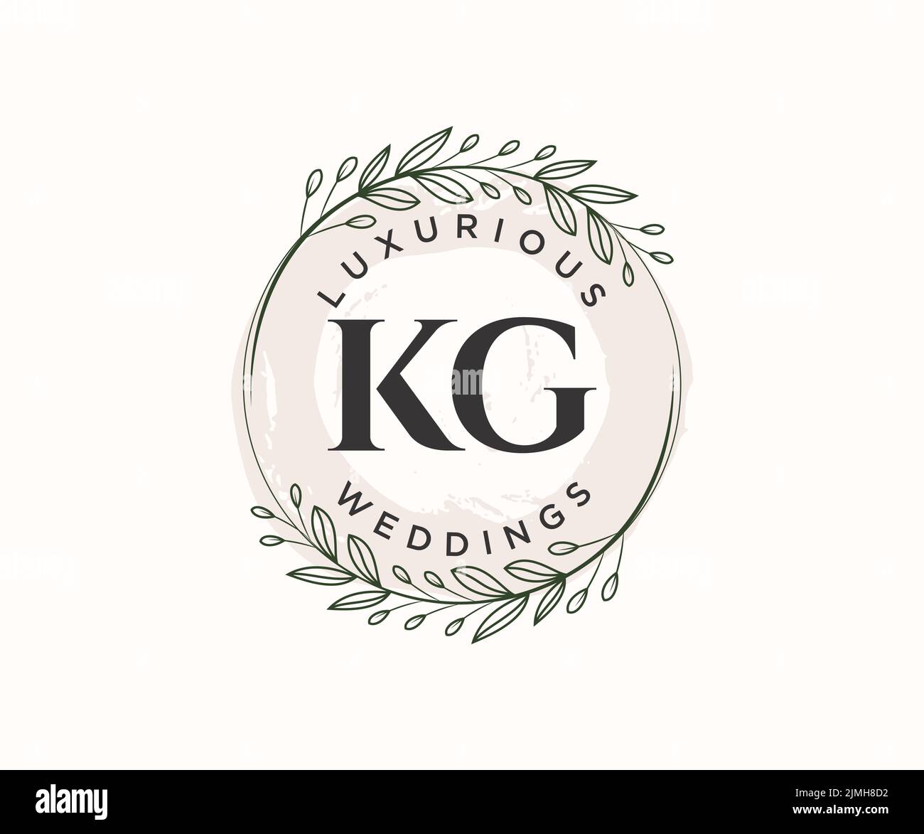 KG Initials letter Wedding monogram logos template, hand drawn modern ...