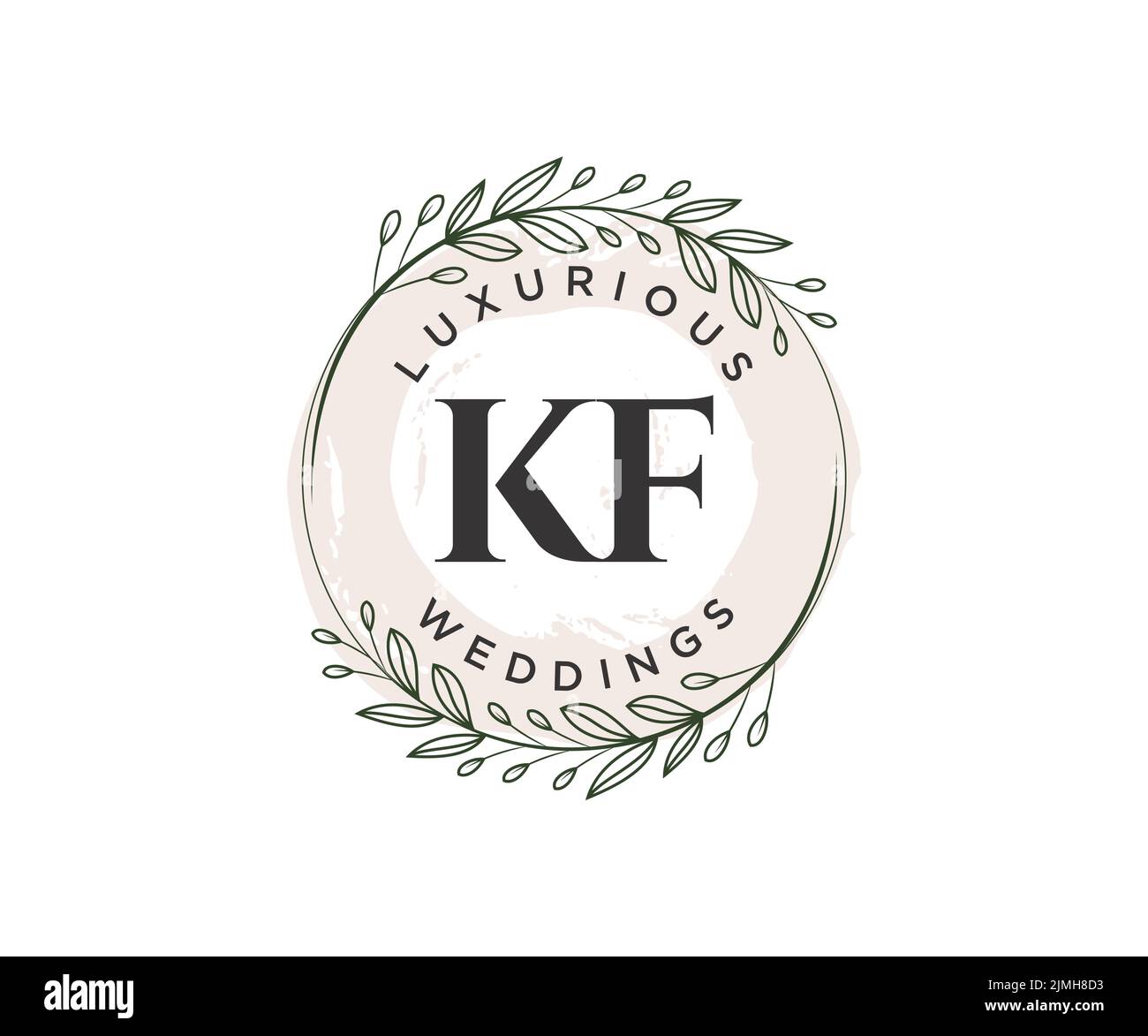 KF Initials letter Wedding monogram logos template, hand drawn modern ...