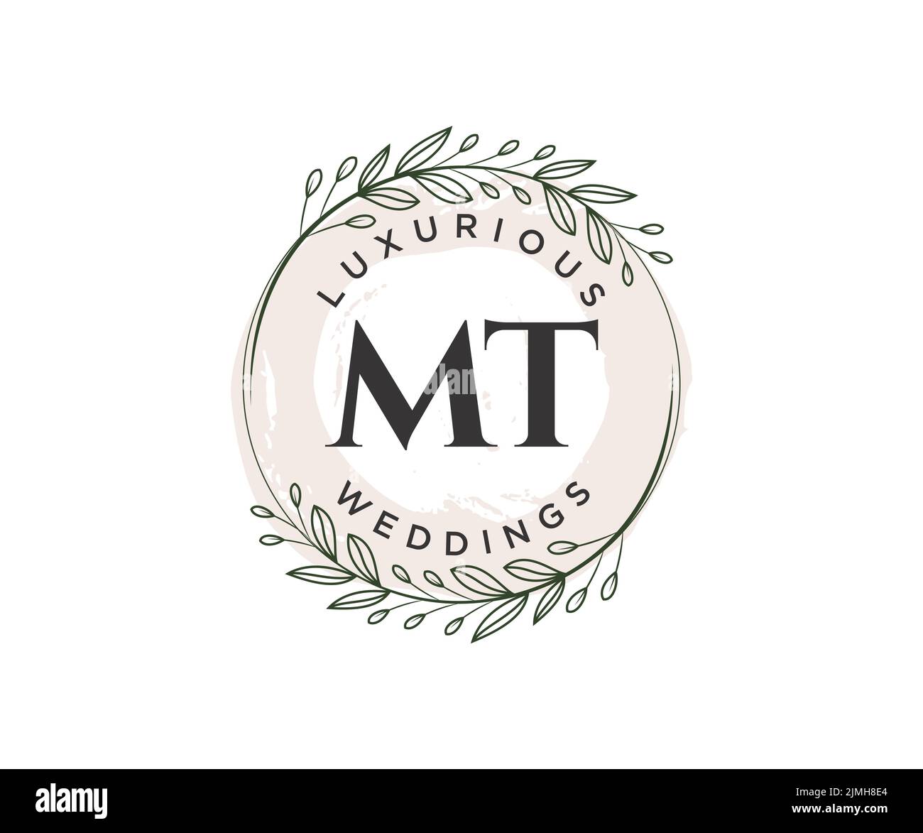 MT Initials letter Wedding monogram logos template, hand drawn modern ...