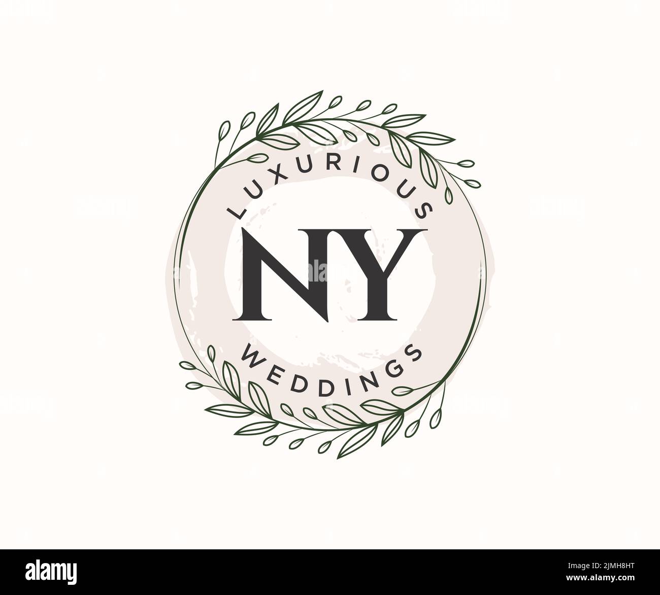 NY Initials letter Wedding monogram logos template, hand drawn modern ...