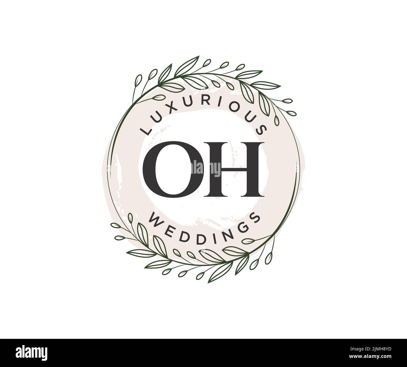 OH Initials letter Wedding monogram logos template, hand drawn modern ...