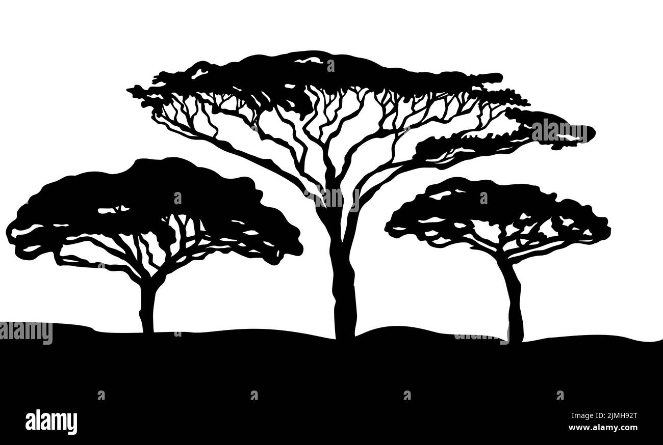African landscape silhouette. Vector illustration Stock Vector Image ...