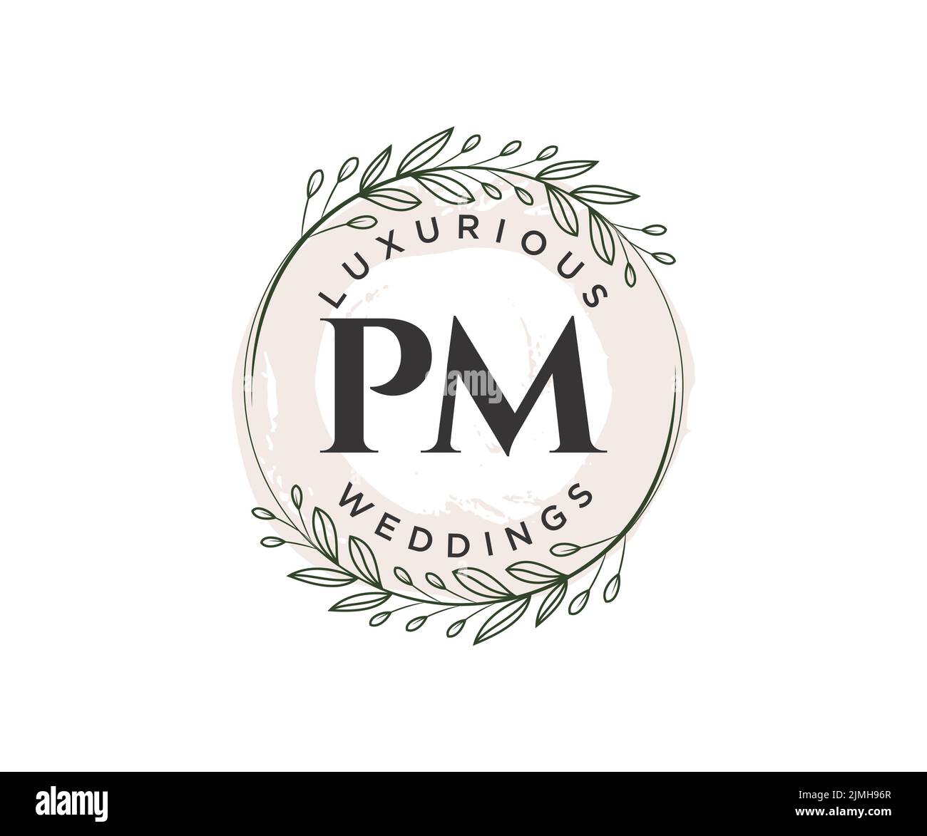 PM Initials letter Wedding monogram logos template, hand drawn modern ...