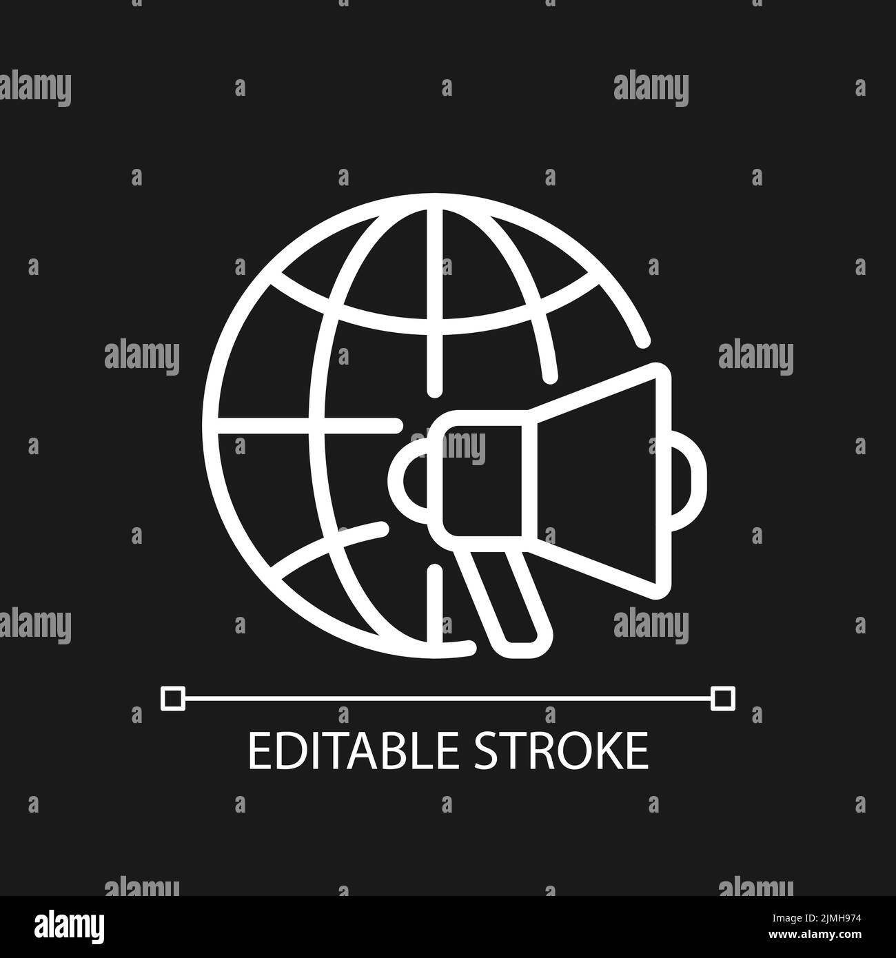 Global marketing pixel perfect white linear icon for dark theme Stock ... Global marketing pixel perfect white linear icon for dark theme Stock ...
