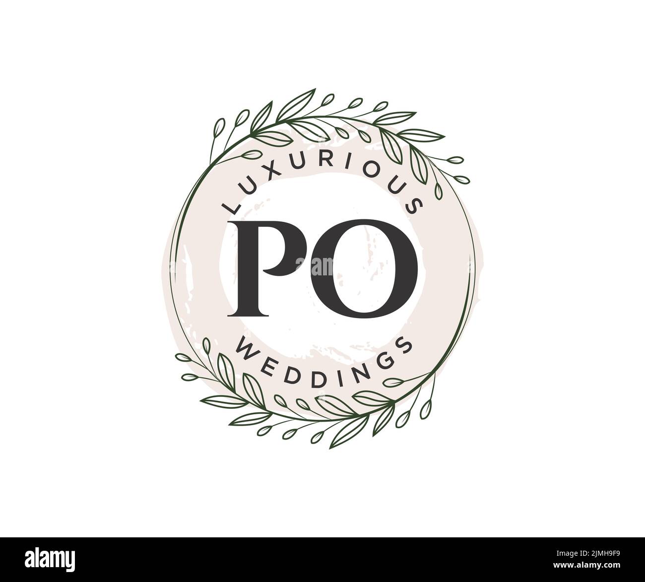 PO Initials letter Wedding monogram logos template, hand drawn modern ...