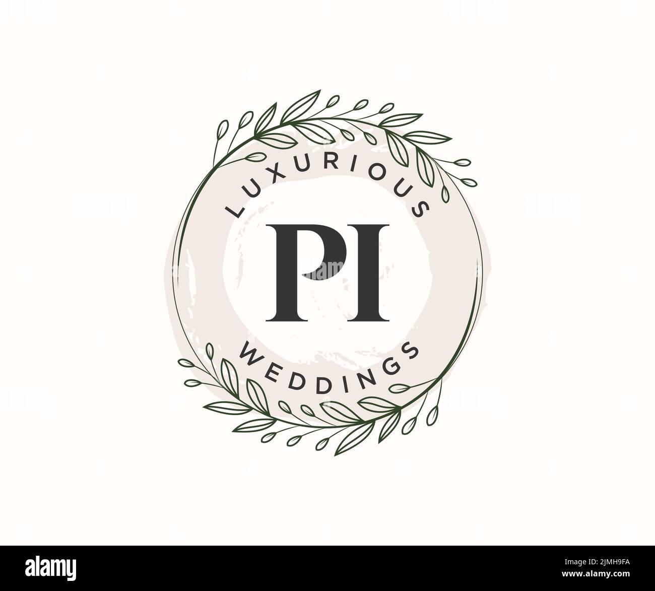 PI Initials letter Wedding monogram logos template, hand drawn modern minimalistic and floral ...