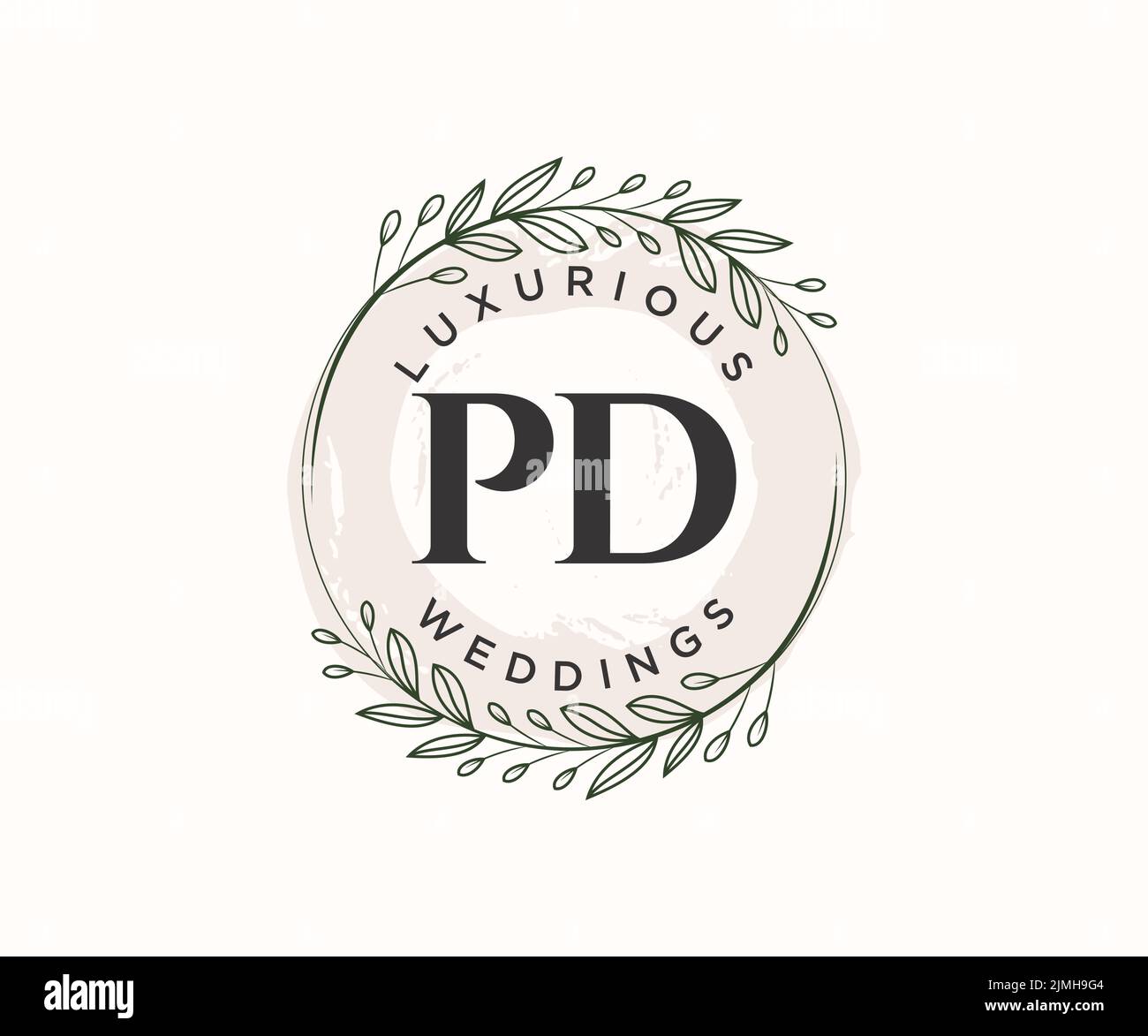 PD Initials letter Wedding monogram logos template, hand drawn modern ...