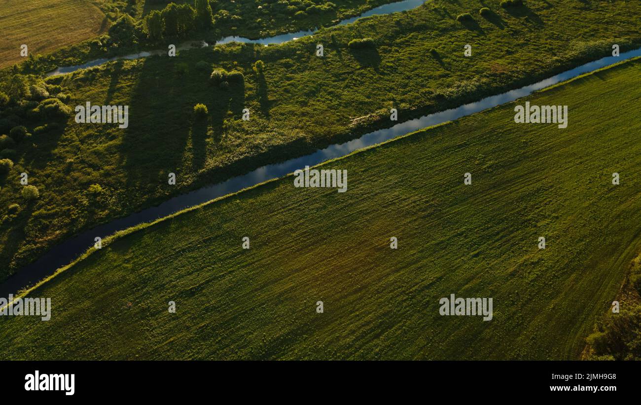 Rural landscape. Green forests and fields. River flows. Aerial photography Stock Photo - Alamy