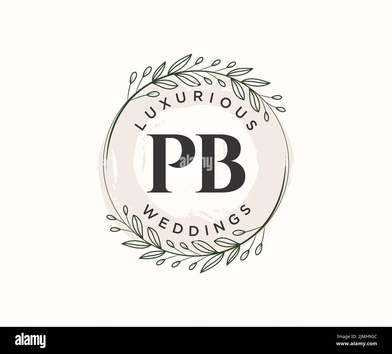 PB Initials letter Wedding monogram logos template, hand drawn modern ...