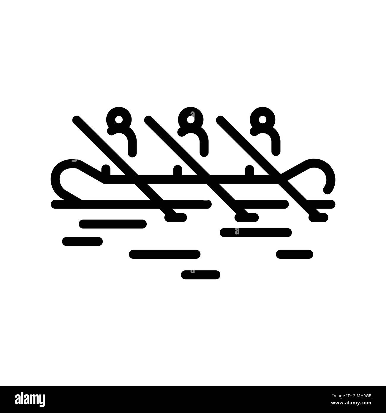 Rafting black line icon. Water activity. Pictogram for web page Stock ...