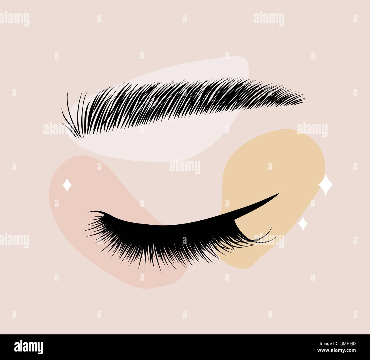 Lash maker logo. Hand drawn female eyes. Lamination and extension ...