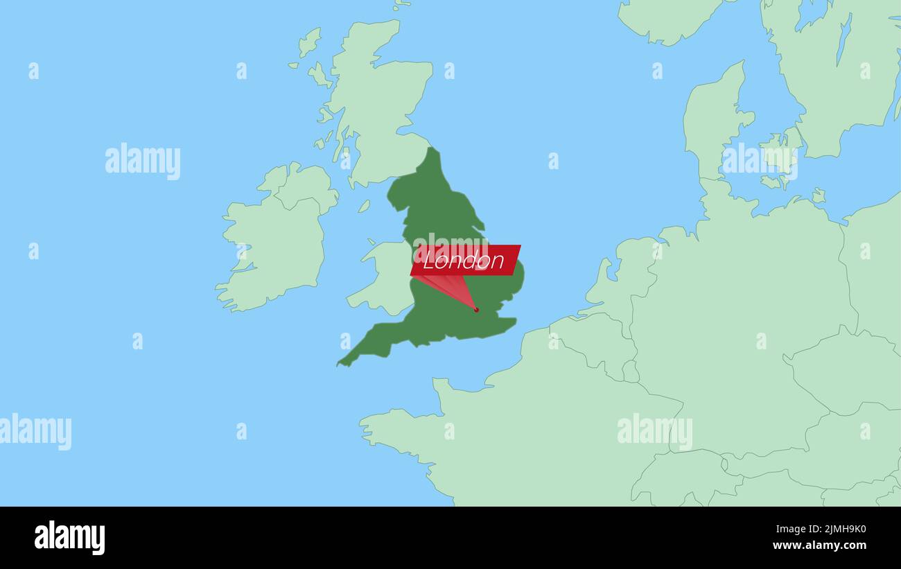 Map of England with pin of country capital. England Map with ...