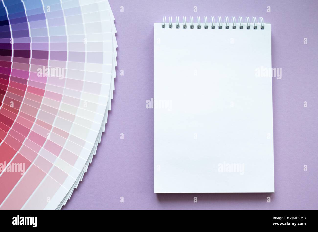 Paint samples, multi colour swatch for interior design. Red, pink ...