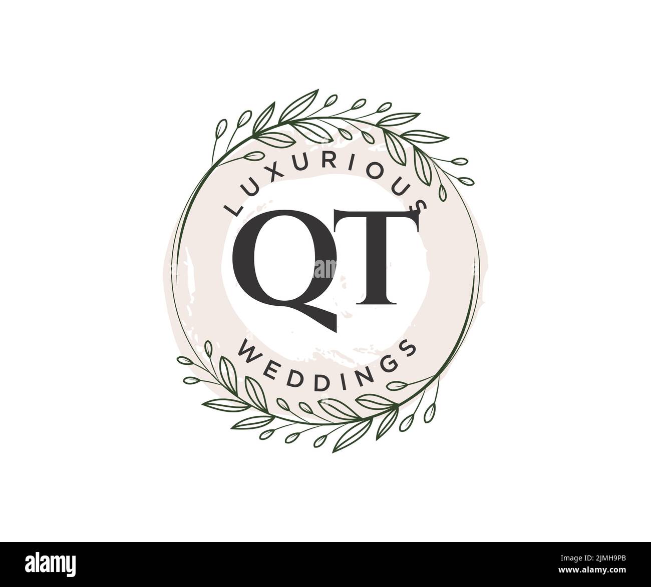 QT Initials letter Wedding monogram logos template, hand drawn modern ...